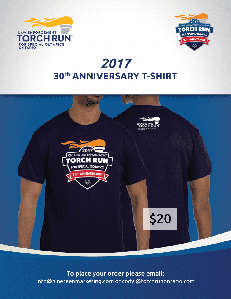 Torch Run 30th Anniversary T-Shirts Now Available! | Torch Run Ontario